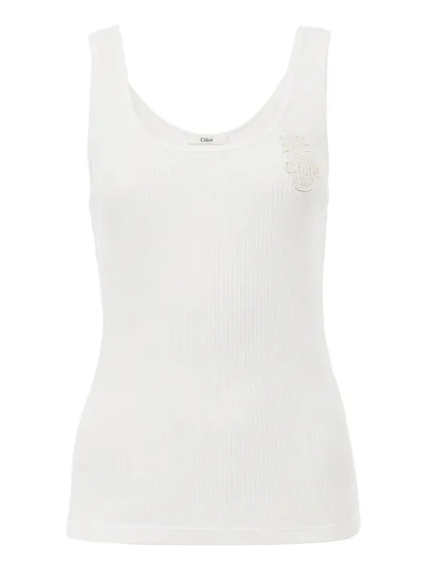 Chloé Fitted Jersey Tank Top - White