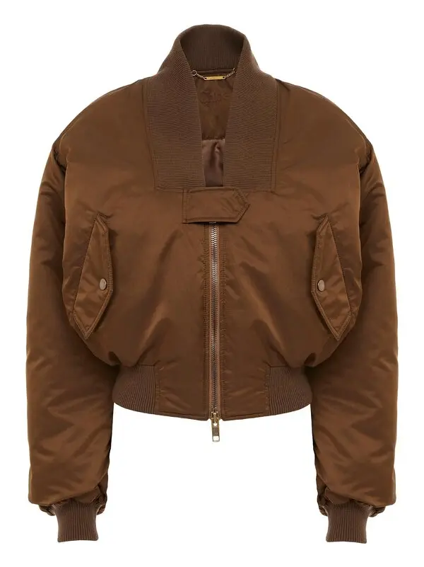 Chloé Nylon Bomber Jacket - Authentic Brown