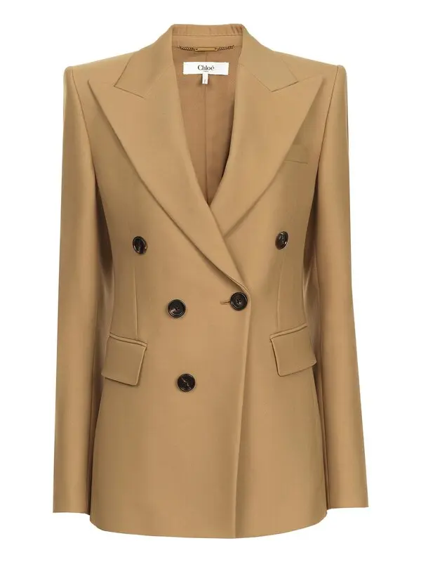 Chloé Tailored Grain De Poudre Wool Jacket - Nut