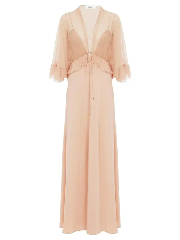 Chloé V-neck Long Dress - Clay Pink