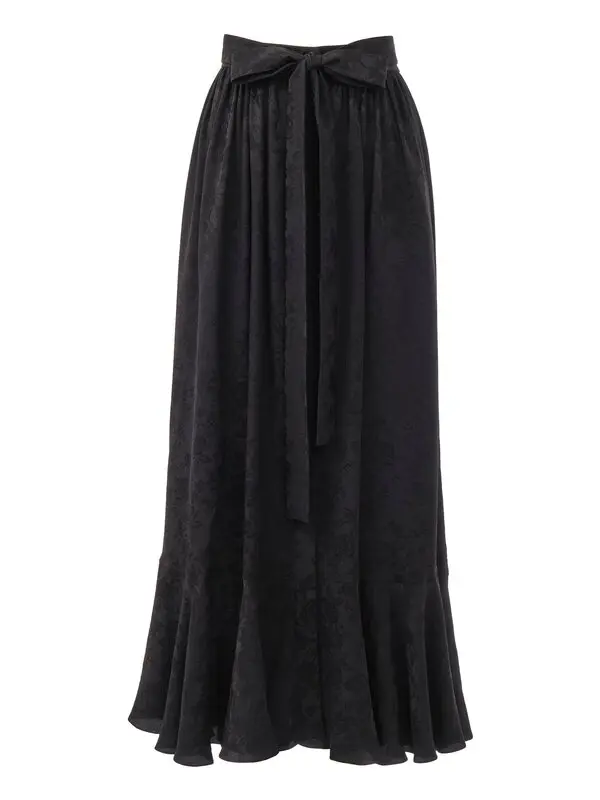 Chloé Gathered Midi Skirt In Jacquard - Black