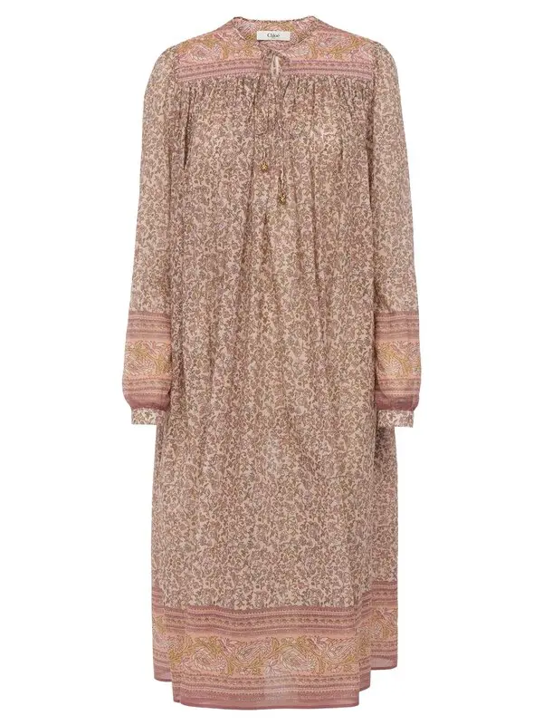 Chloé Gathered Tunic Dress - White Pink