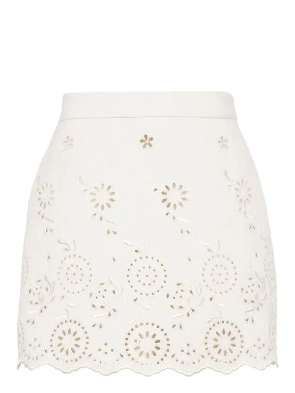 Chloé Scalloped Hem Floral Mini Skirt - Iconic Milk