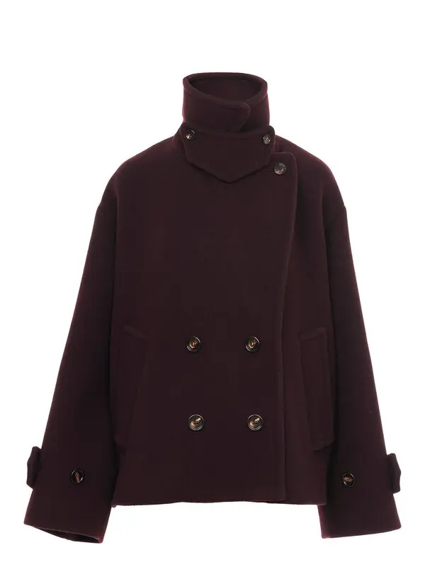 Chloé Oversized Short Wool Coat - Deep Purple