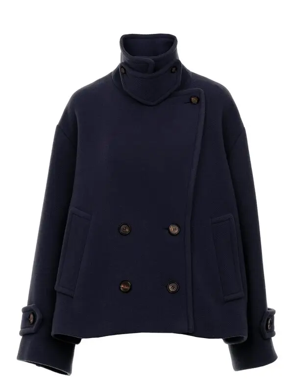 Chloé Oversized Short Wool Coat - Iconic Navy