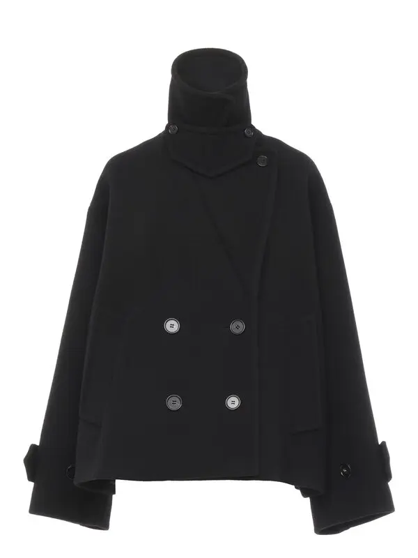 Chloé Oversized Short Coat In Wool - Black