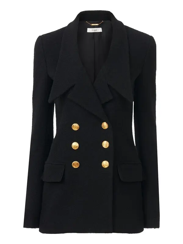 Chloé Double-breasted Bouclette Wool Jacket - Black