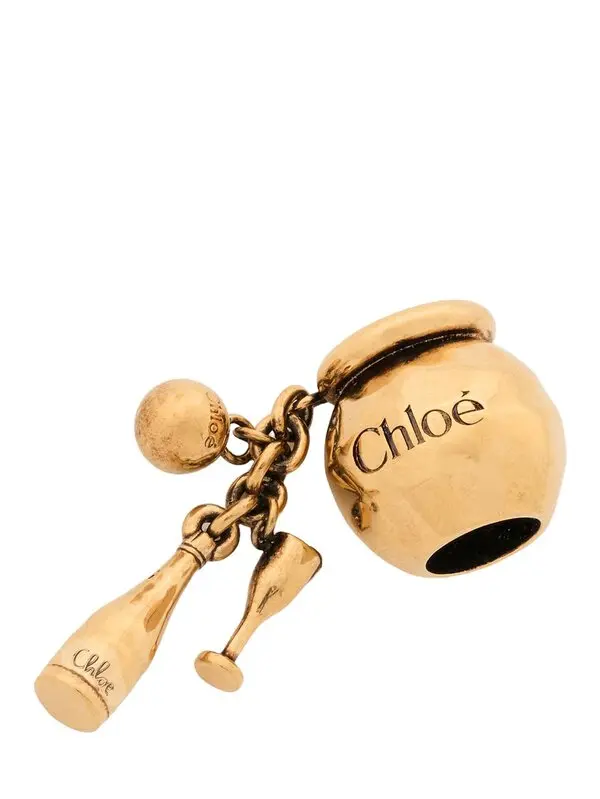 Chloé Sphere Bottle & Glass Dice Charm - Gold Color