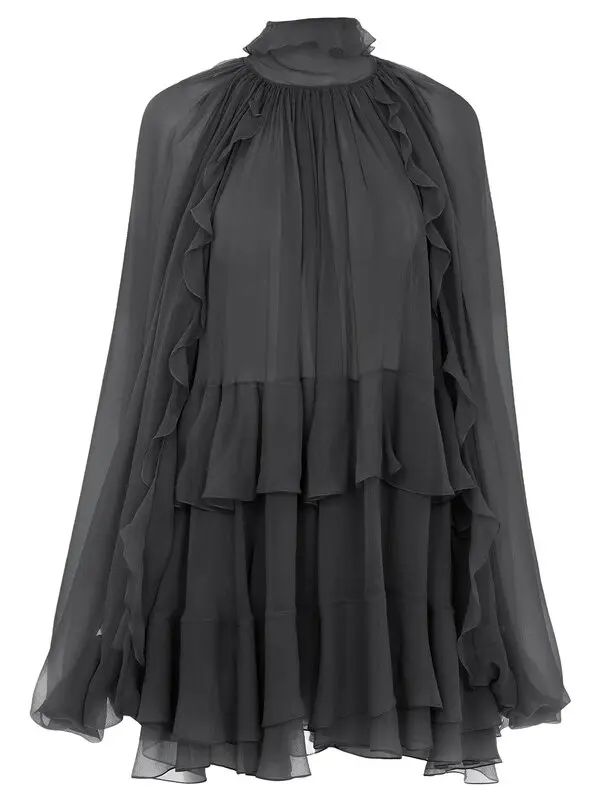 Chloé Mini Cape Dress - Pearly Black