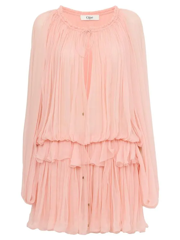 Chloé Mini Cape Dress - Tan Rose