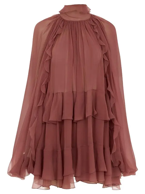 Chloé Mini Cape Dress - Woodrose