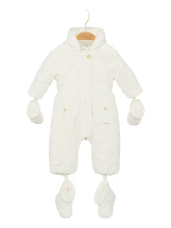Chloé Baby Snowsuit With Logo Embroidery - Offwhite
