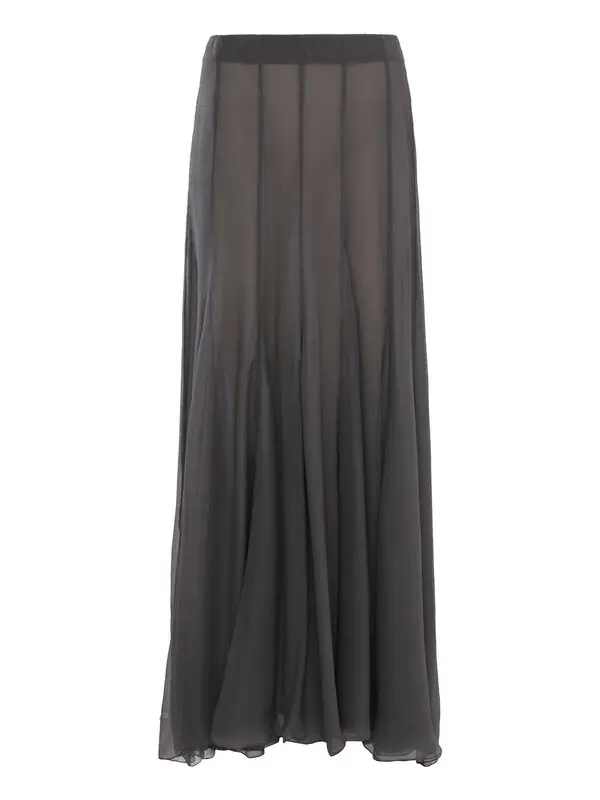 Chloé Fluid Maxi Skirt In Organic Silk Mousseline - Pearly Black