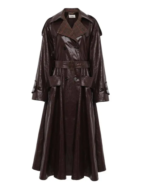 Chloé Coated Long Riding Coat - Deep Purple
