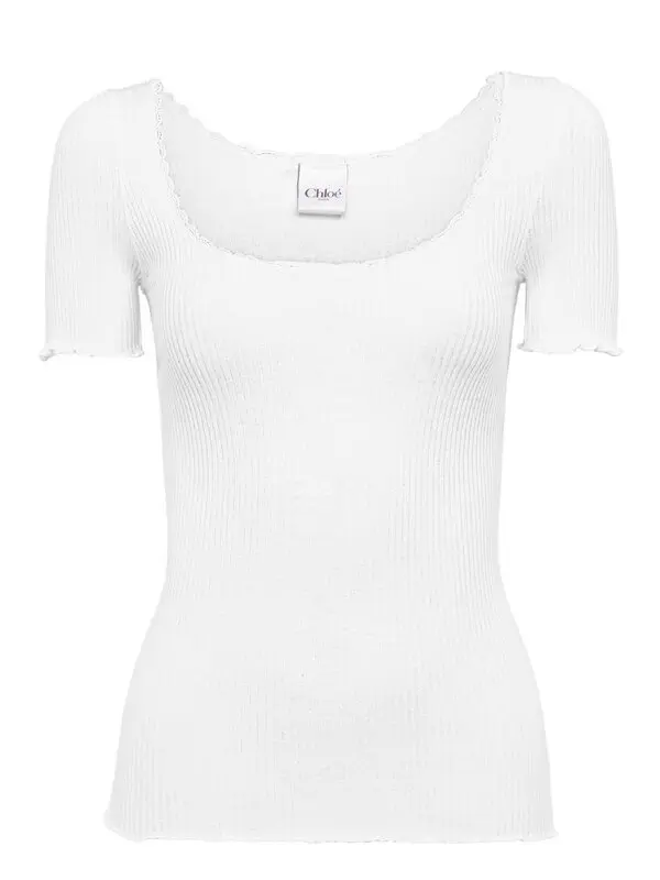 Chloé Scoop-neck Fitted T-shirt - White