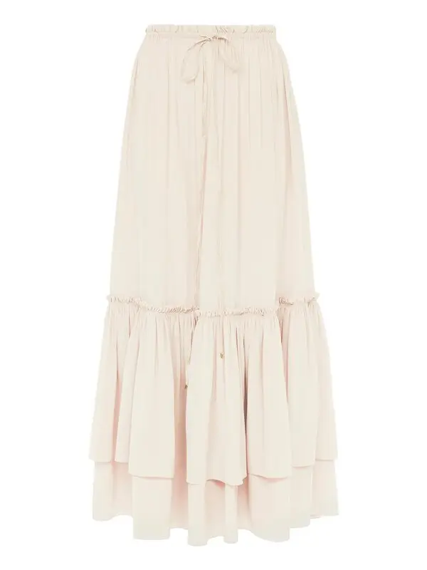 Chloé Long Skirt In Silk Mousseline - Coconut Milk
