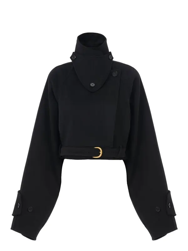 Chloé Cropped Double-face Wool Coat - Black