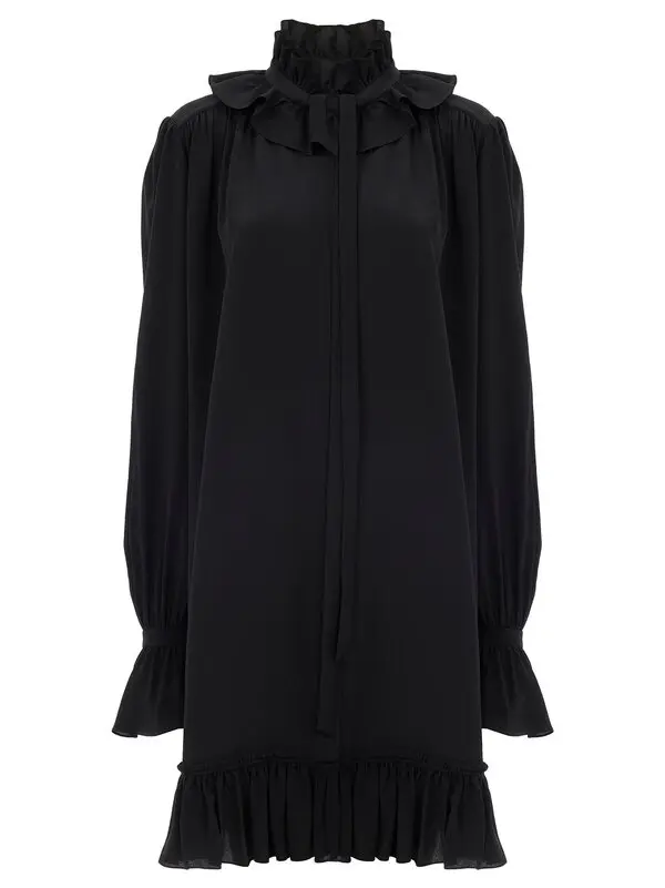 Chloé Long-sleeve Crêpe De Chine Mini Dress - Black