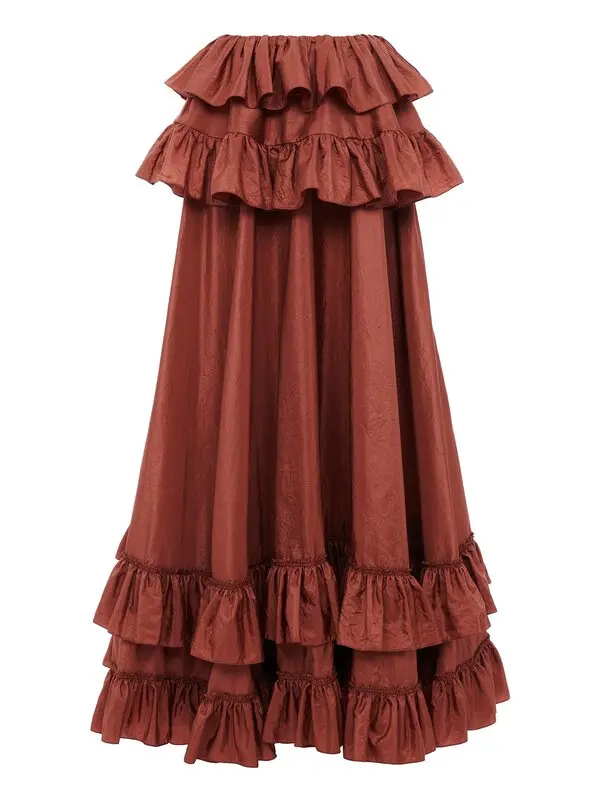 Chloé Tiered Maxi Skirt In Taffeta - Cedar Pink