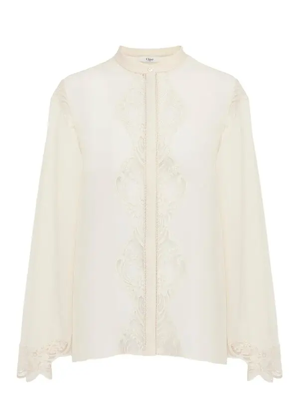 Chloé Georgette Blouse With Lace - Pristine White