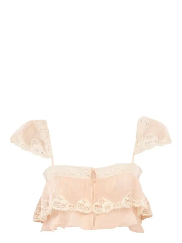Chloé Ruffled Bralette With Lace Trim - Powdery Pink