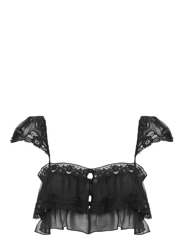 Chloé Bralette In Mousseline And Lace - Black