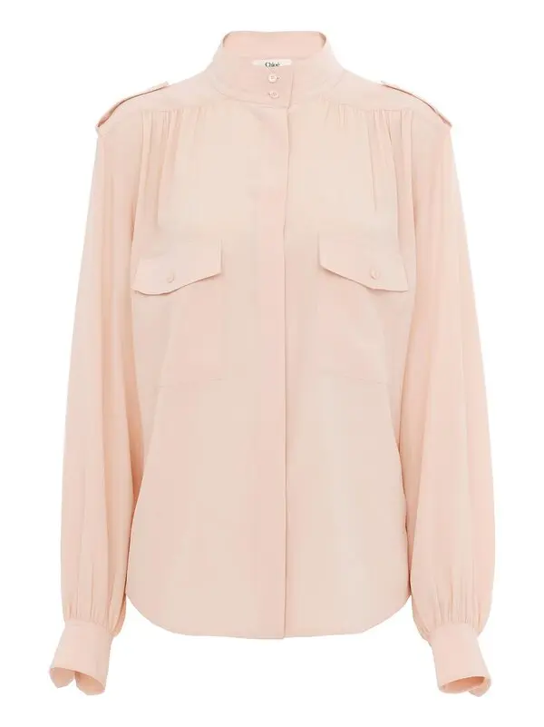 Chloé Gathered Blouse In Crêpe De Chine - Delicate Pink