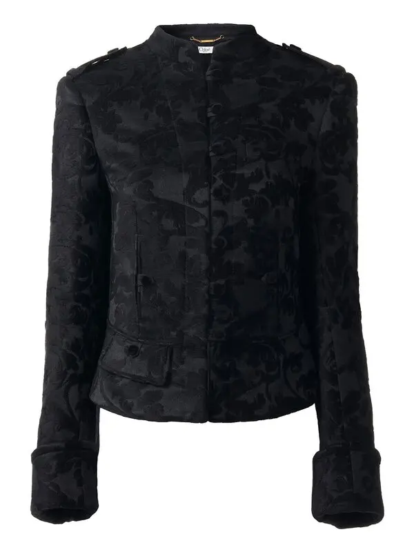Chloé Floral Velvet Fitted Jacket - Black