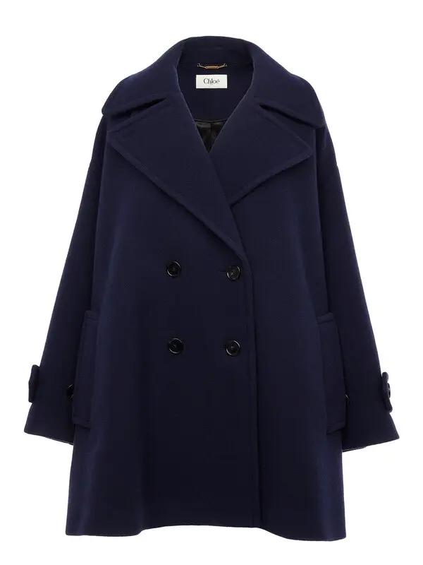 Chloé Oversized Double-breasted Wool Coat - Evening Blue