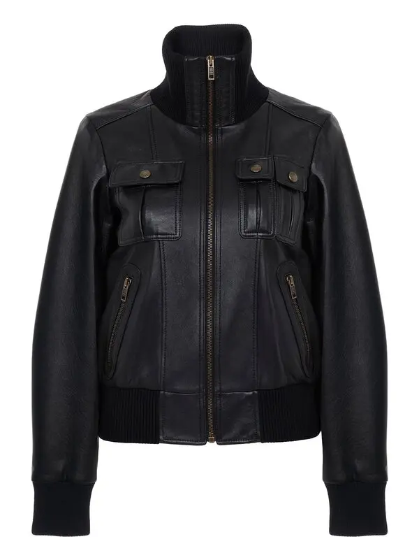 Chloé Short Leather Blouson - Black