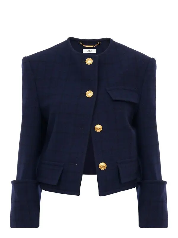 Chloé Boxy Collarless Jacket - Dark Indigo