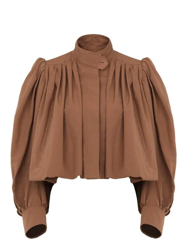 Chloé Gathered Boule Jacket - Mustang Brown