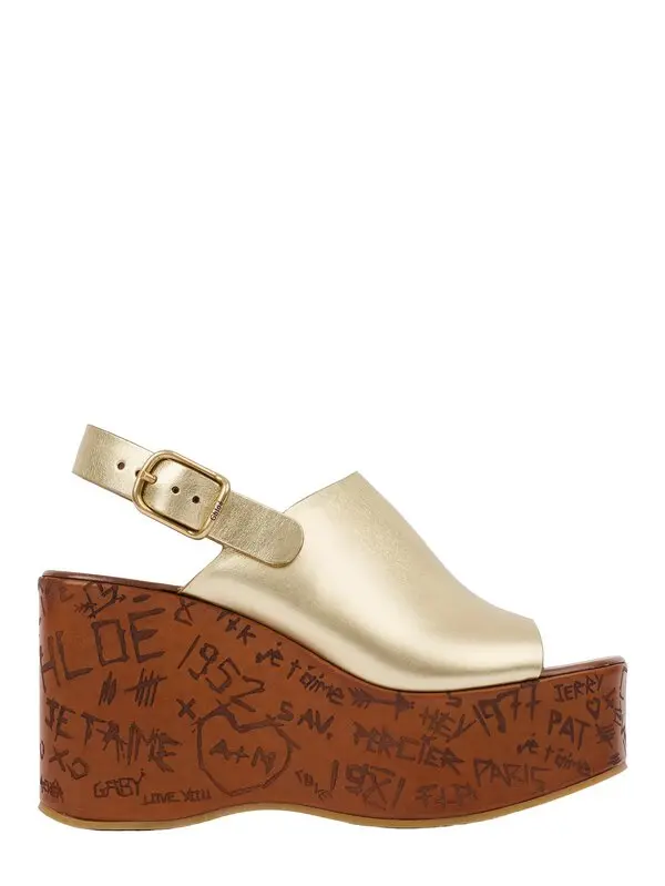 Chloé Maxime Wedge Sandal - Gold Color