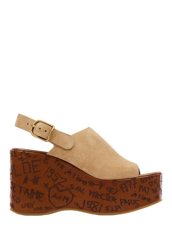 Chloé Maxime Wedge Sandals - Desert Sand