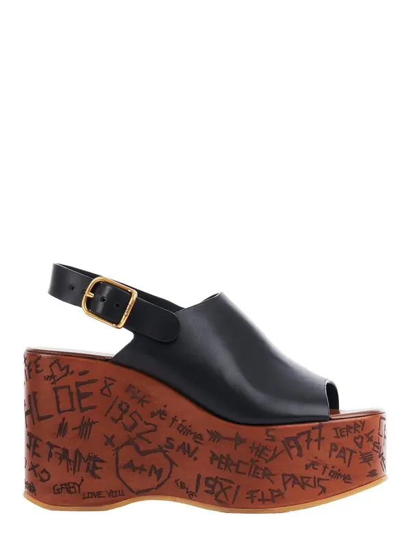 Chloé Maxime Wedge Sandals - Black