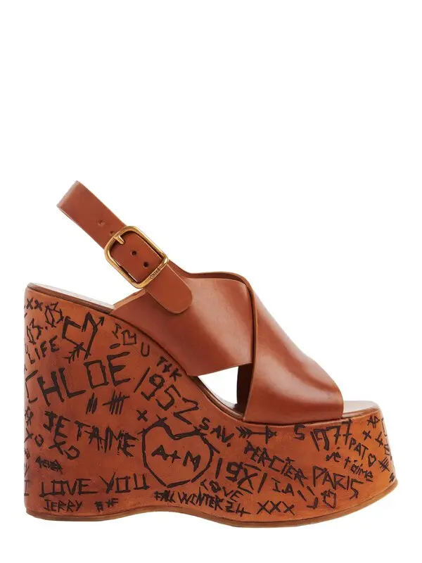 Chloé Maxime Wedge Sandals - Ginger Brown