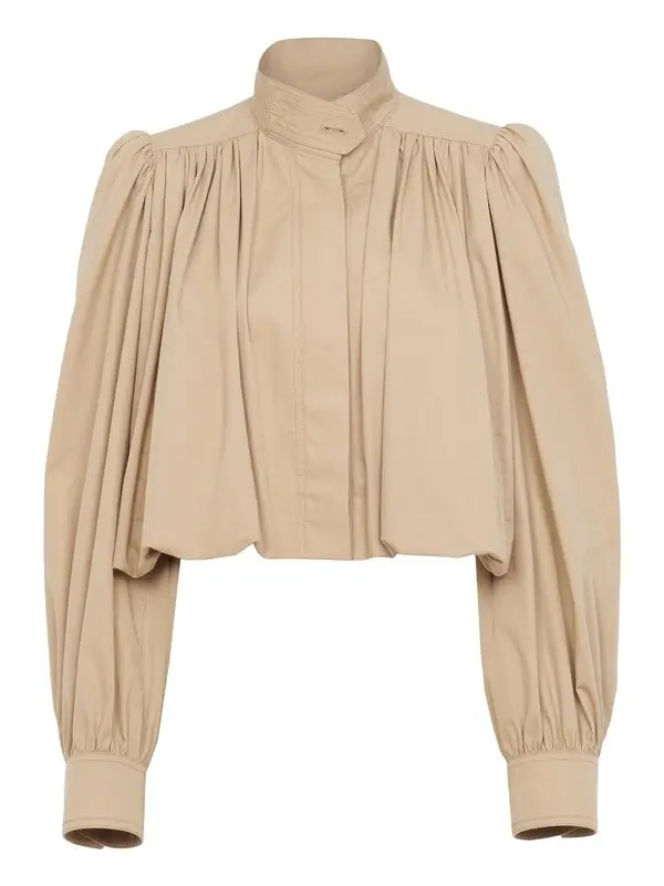 Chloé Gathered Gabardine Jacket - Smoky Beige