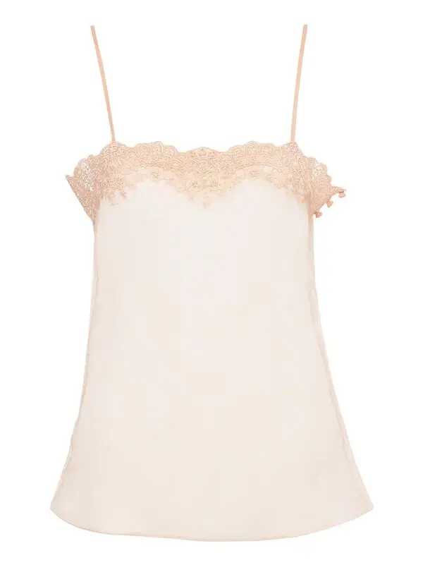 Chloé Fitted Embroidered Lace Tank Top - Delicate Pink