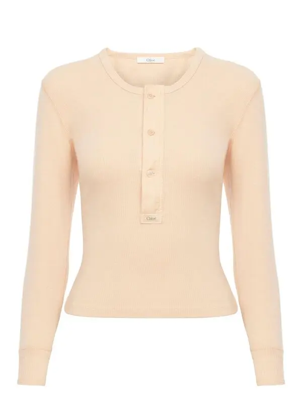 Chloé Henley Shirt In Jersey - Honey Pink