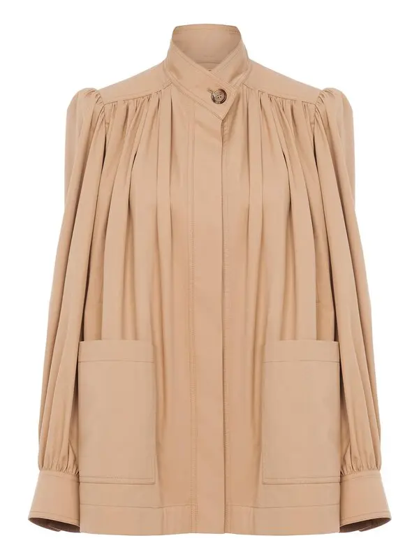 Chloé High-neck Gathered Jacket - Soft Tan