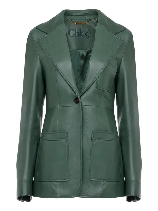 Chloé Leather Tailored Jacket - Dusty Leaf