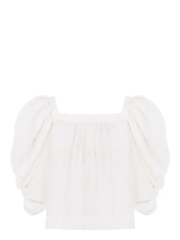 Chloé Puff-sleeve Pleated Top - Iconic Milk