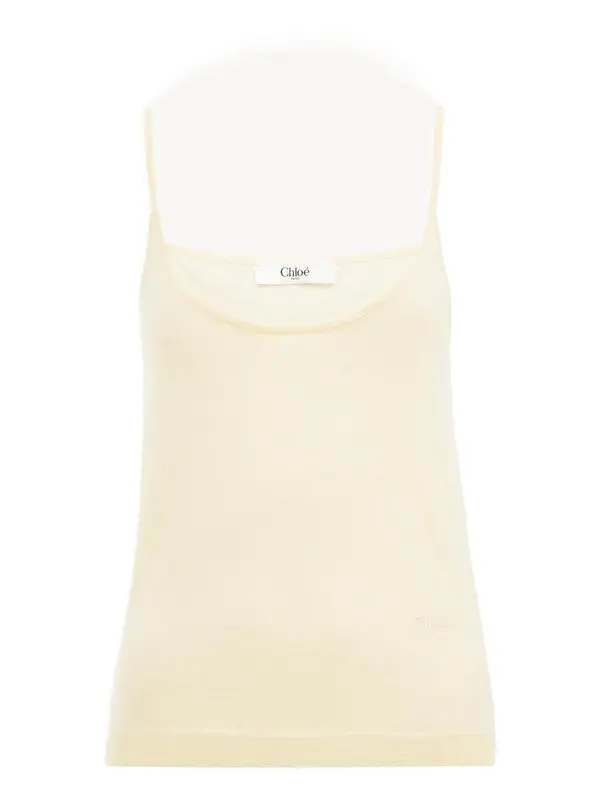 Chloé Thin-strap Wool Knit Tank Top - Soft Yellow