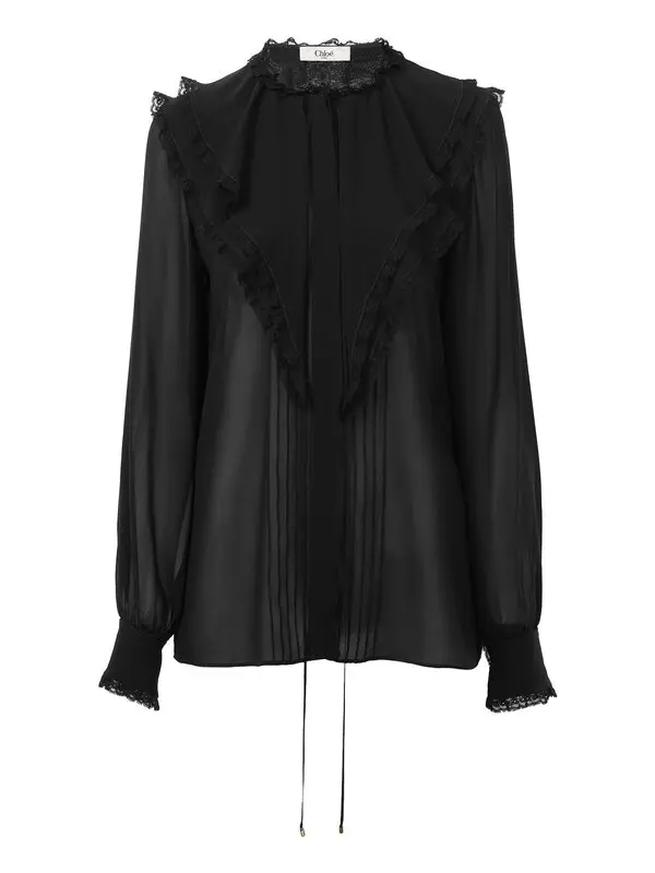 Chloé Ruffled Georgette Blouse - Black