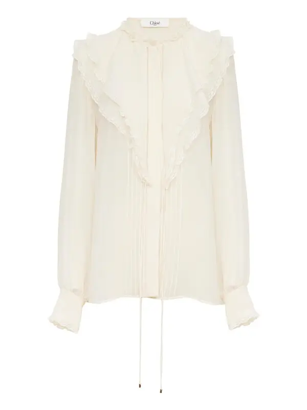 Chloé Blouse In Georgette - Dusty White