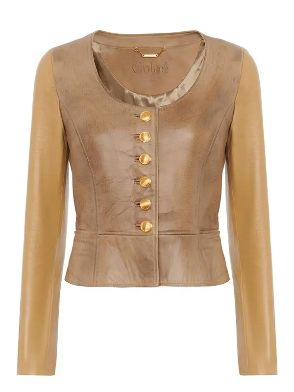 Chloé Leather Jacket - Pale Khaki