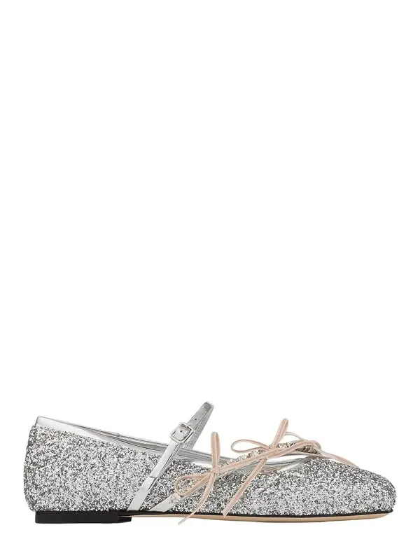 JIMMY CHOO Loli Glitter Ballerina Flats - Silver