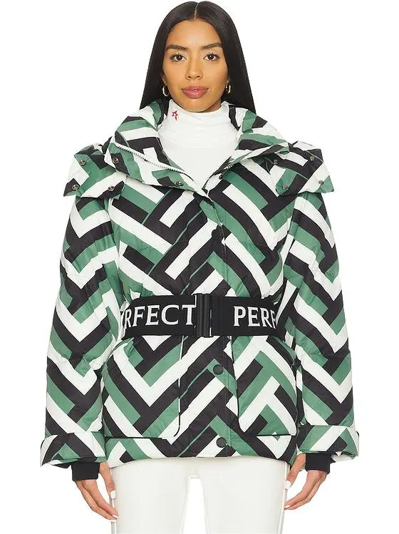 Perfect Moment Cortina Ski Parka - Green Waffle Print