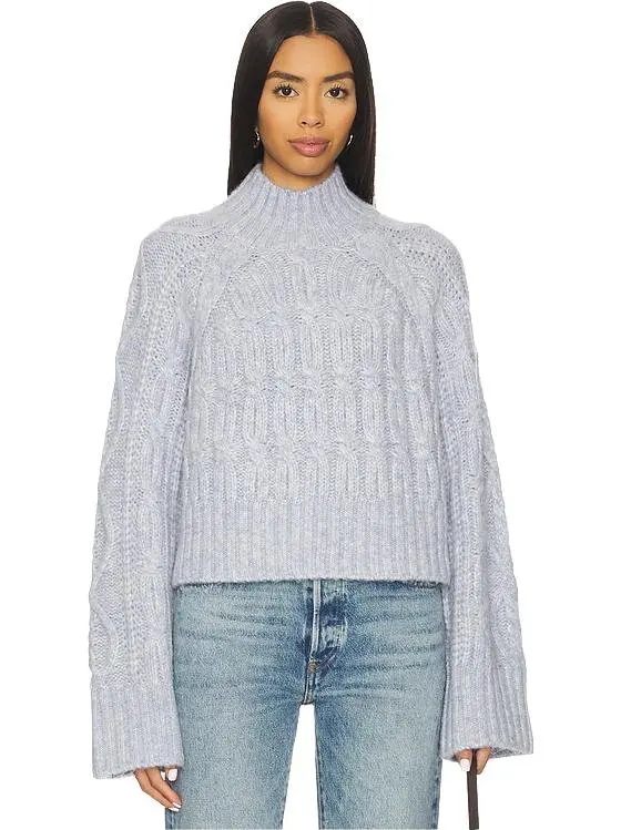 Tularosa Arta Mock Neck Cable Sweater - Light Dusty Blue