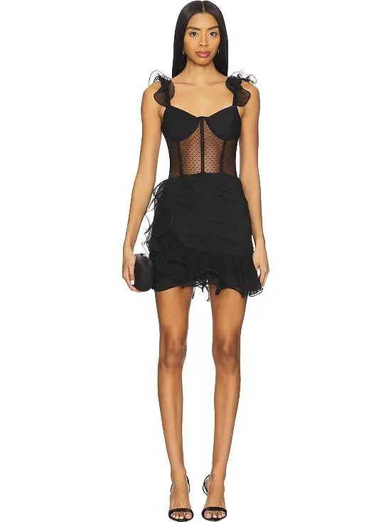 PatBO Laila Lace Flutter Mini Dress - Black